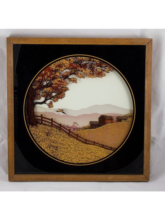 Tom Cryer | Art | Vtg Tom Cryer Reverse Painting On Glass Mcm 3d Art ...